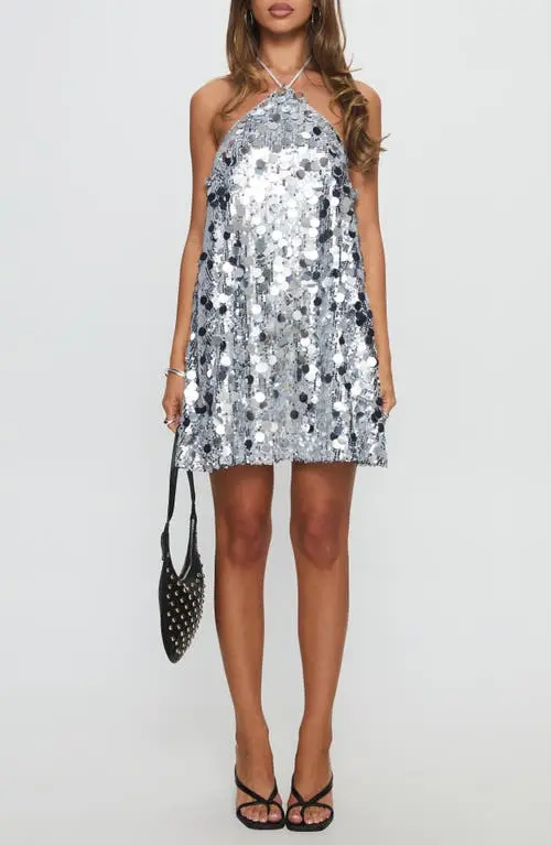 Princess Polly Sequin & Paillette Halter Minidress