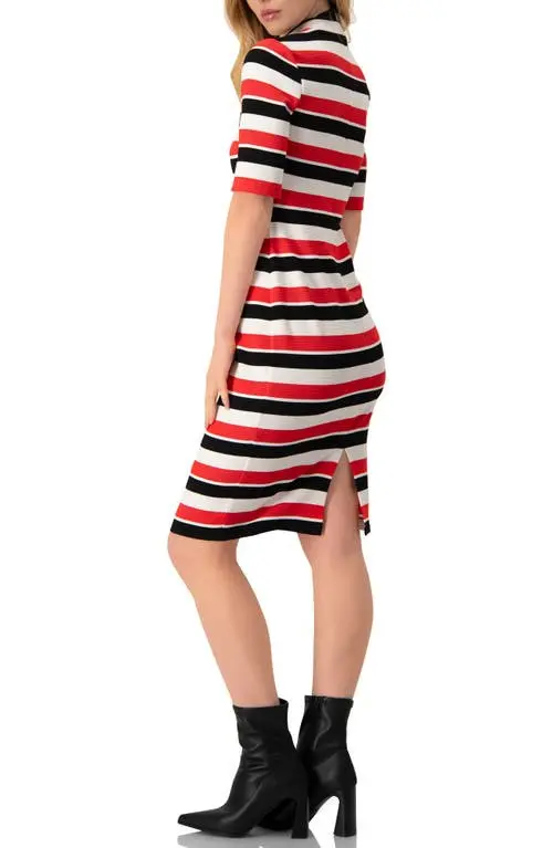 IVONNE Striped Fitted Midi Dress