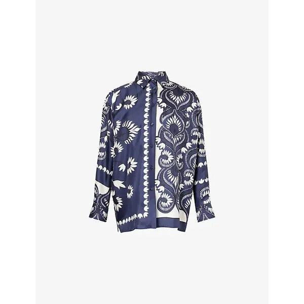 Max Mara Graphic-print Patch-pocket Silk Blouse