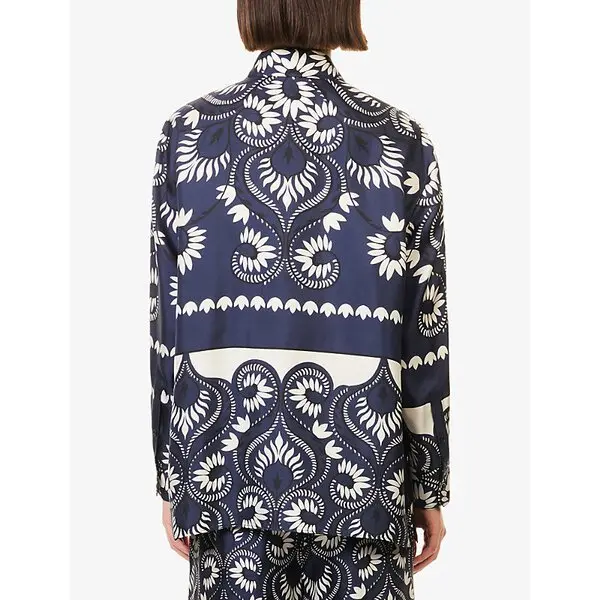 Max Mara Graphic-print Patch-pocket Silk Blouse
