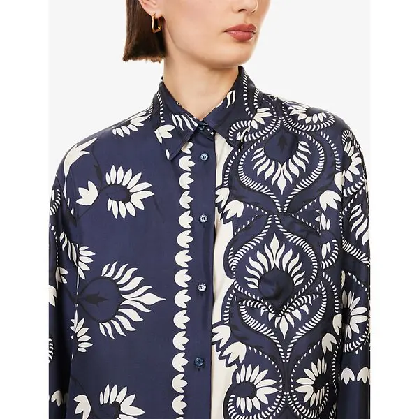 Max Mara Graphic-print Patch-pocket Silk Blouse