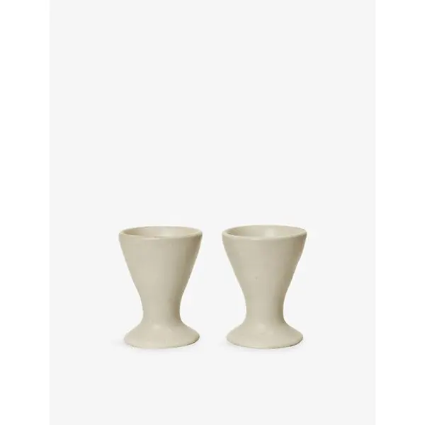 FERM LIVING Flow Set Of Two Stoneware Egg Cups 6.5cm - Off White