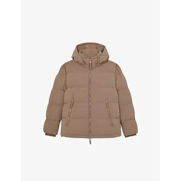 REISS Quilted Zip-through Puffer Jacket - Light Camel Brown