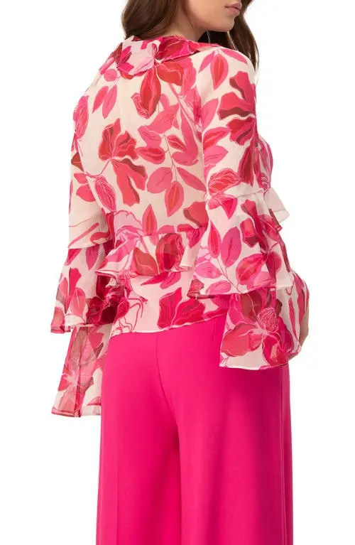 IVONNE Straight Fit Long Sleeve Ruffle Blouse