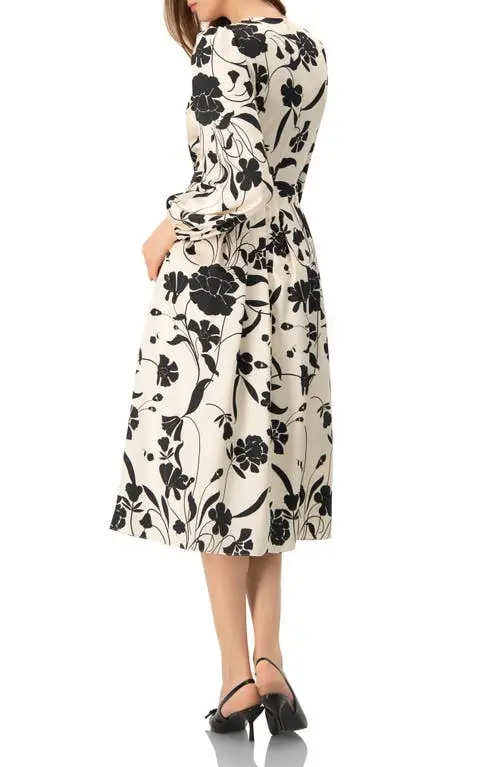 IVONNE V-neck Long Sleeve Midi Dress