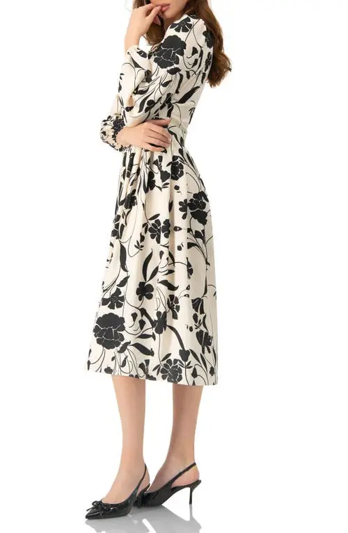 IVONNE V-neck Long Sleeve Midi Dress