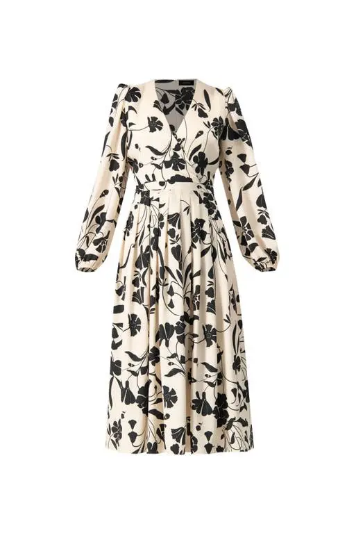 IVONNE V-neck Long Sleeve Midi Dress