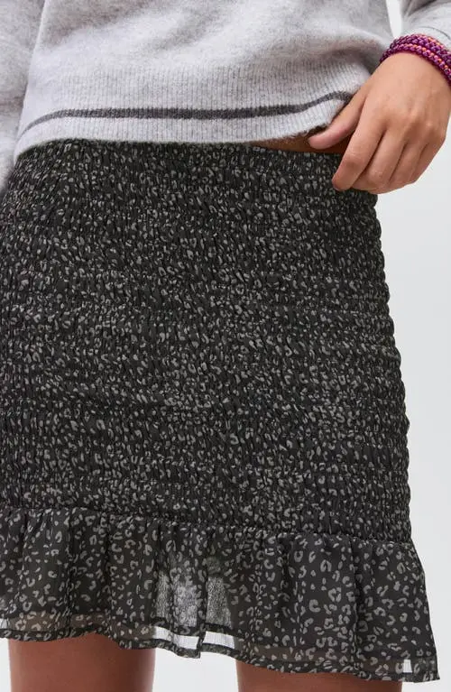Mango Leopard Ruffle Miniskirt