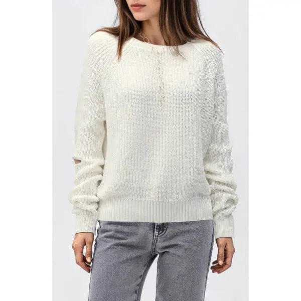 Mango Cutout Cotton Sweater - White
