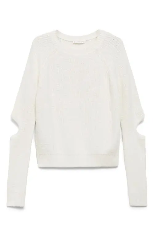 Mango Cutout Cotton Sweater - White