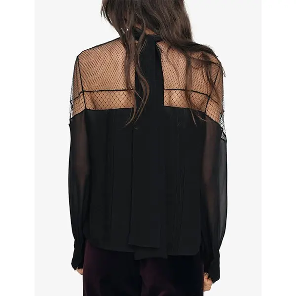 REISS Marnie Lace-insert Woven Blouse