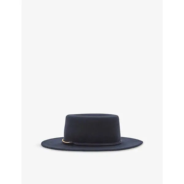 REISS Chain-embellished Fedora - Navy