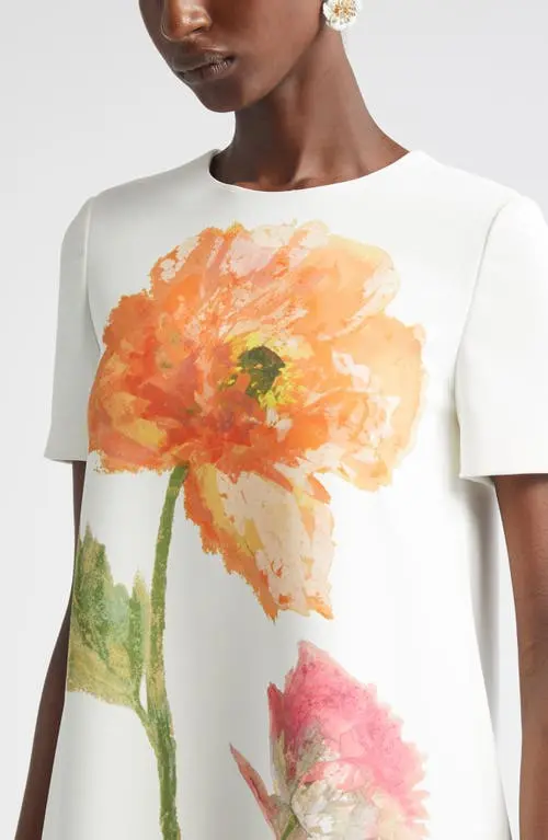 Carolina Herrera Poppy Print Stretch Crepe A-line Mini Dress
