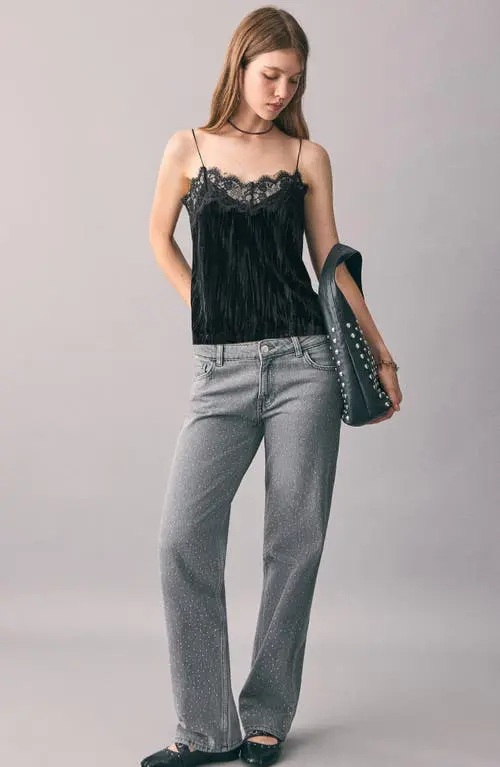 Mango Velvet & Lace Camisole
