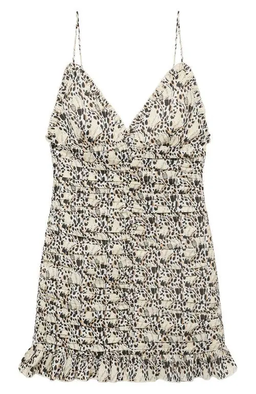 Mango Printed Ruched Cotton Minidress