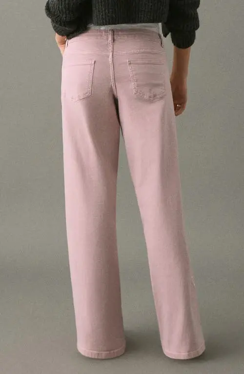 Mango Studded Wide Leg Jeans - Pale Pink
