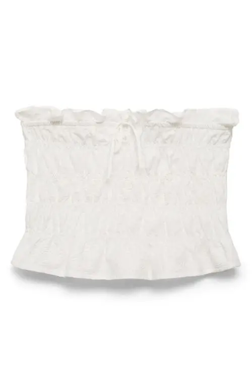 Mango Embroidered Strapless Cotton Top