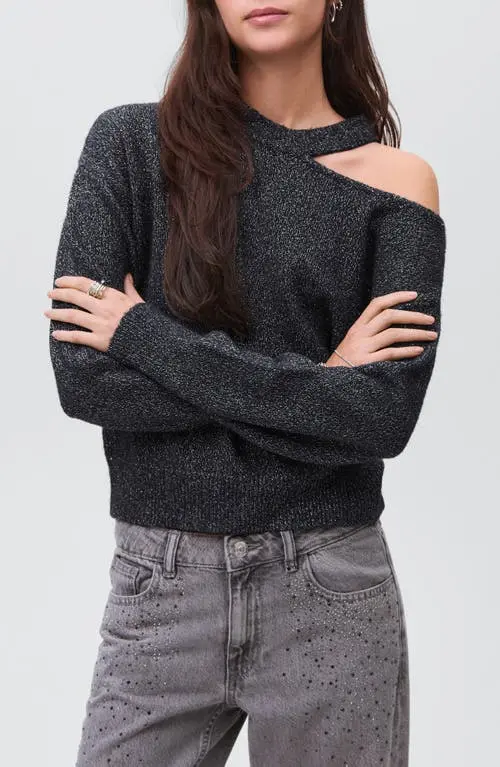 Mango Cutout Shimmering Knit Sweater