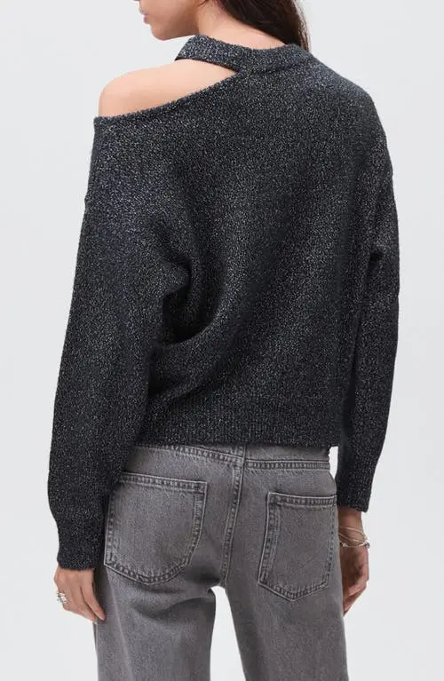 Mango Cutout Shimmering Knit Sweater