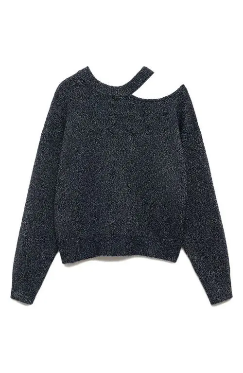 Mango Cutout Shimmering Knit Sweater