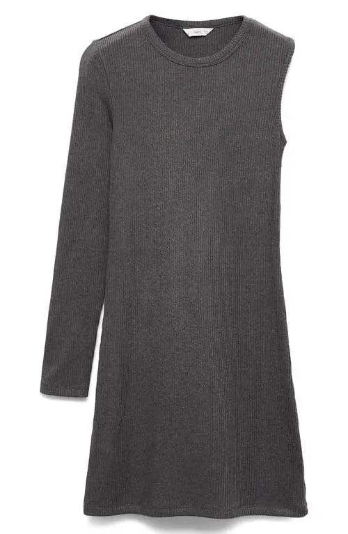 Mango Single Sleeve Ribbed Minidress - Grey