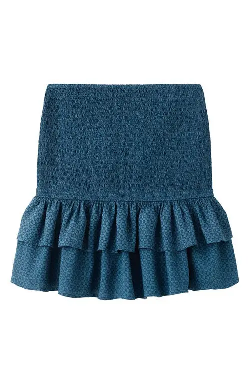 Mango Printed Tiered Skirt - Navy