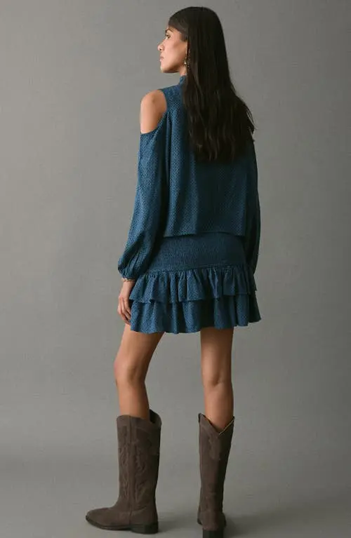 Mango Printed Tiered Skirt - Navy