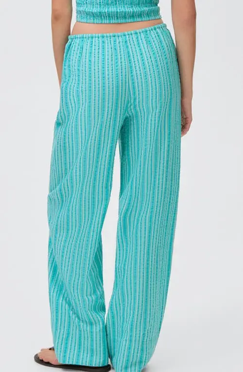Mango Textured Stripe Cotton Drawstring Pants