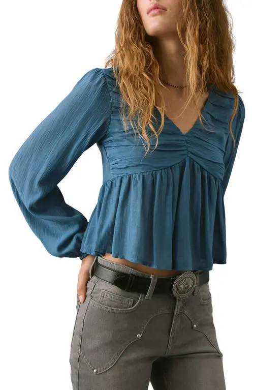 Mango Ruched Flowy Top