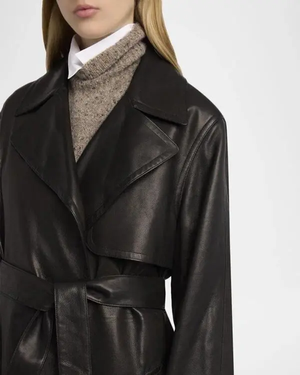 THE ROW Siempra Leather Wrap Trench Coat
