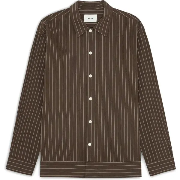 Nn07 Reed Organic Cotton Shirt Jacket - Brown Stripe