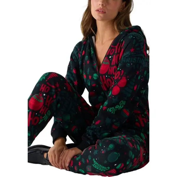 FABLETICS Cozy Fleece Hooded Jumpsuit - Hohoholiday