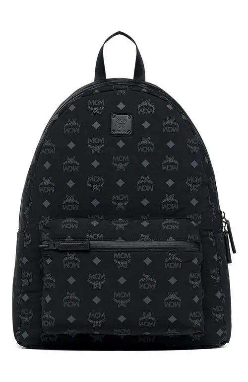 Mcm Stark Packable Backpack In Monogram Nylon - Black