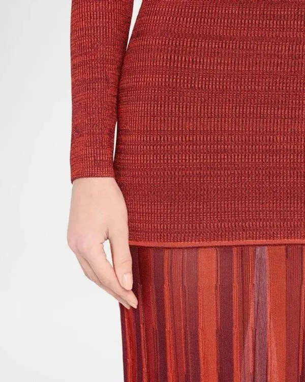 Christopher John Rogers Turtleneck Pleated Maxi Dress