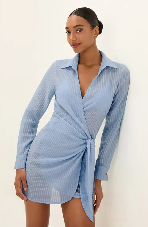 VIX PAULA HERMANNY Lia Long Sleeve Cotton Cover-up Dress - Blue