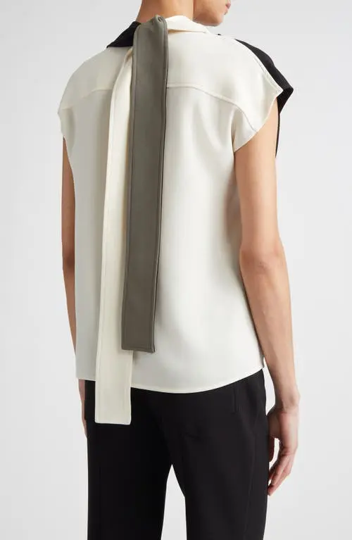 Proenza Schouler Elsa Asymmetric Crepe Top - Black Multi