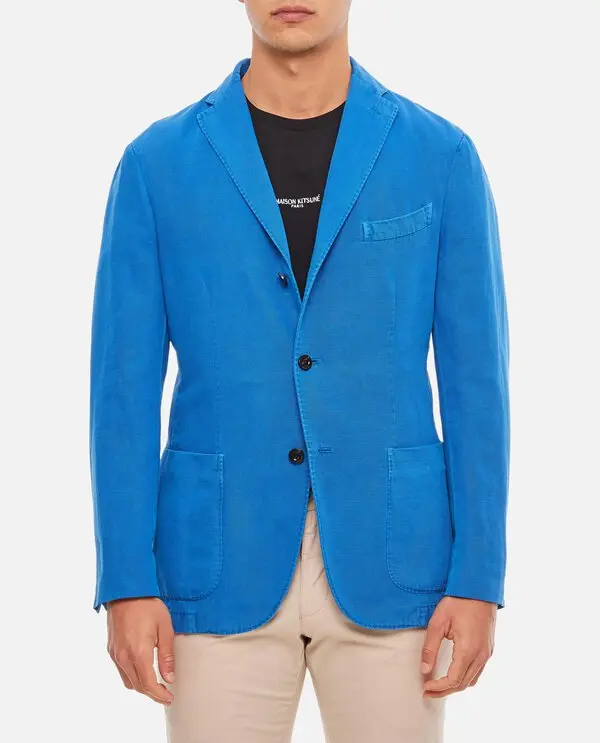 Boglioli Single-breasted Cotton Canvas Jacket - Sky Blue