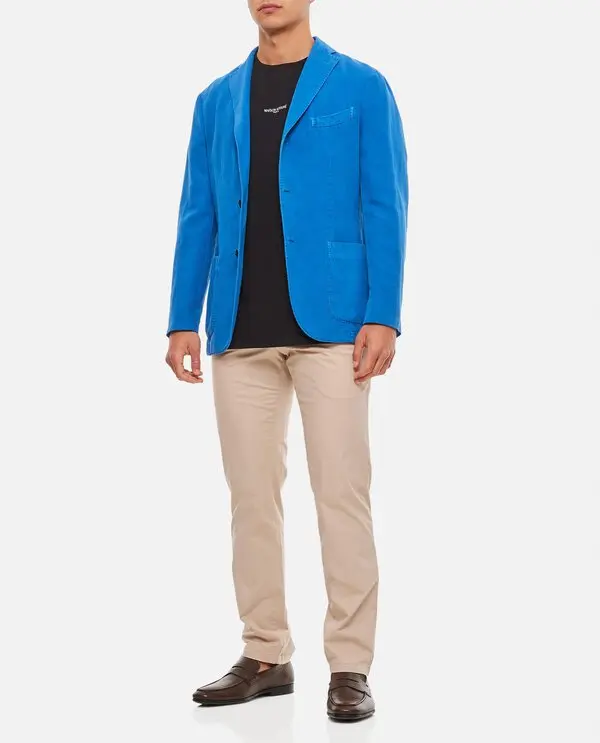 Boglioli Single-breasted Cotton Canvas Jacket - Sky Blue