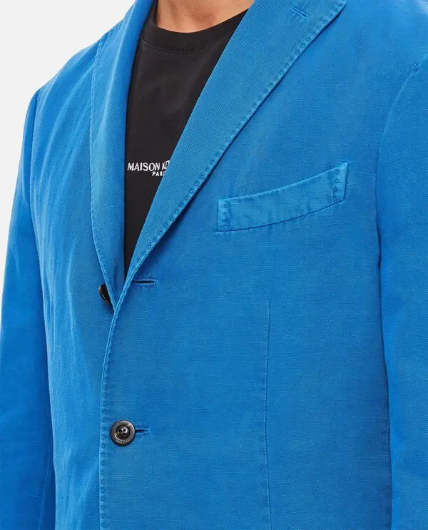 Boglioli Single-breasted Cotton Canvas Jacket - Sky Blue