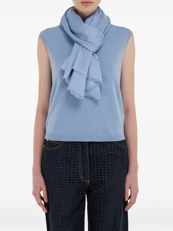FERRAGAMO Gancini Silk And Wool Stole - Sky Blue