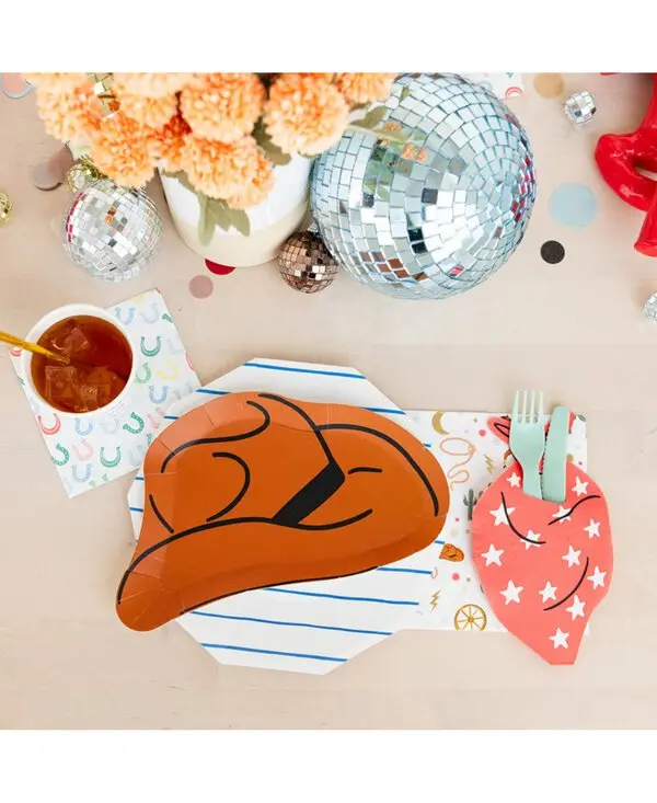 JOLLITY & CO Yeehaw Cowboy Hat Large Paper Plates, Set Of 8