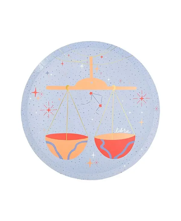 JOLLITY & CO Zodiac Themed Paper Party Dinner Plates, Set Of 8 - Libra