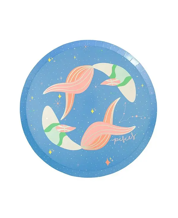 JOLLITY & CO Zodiac Themed Paper Party Dinner Plates, Set Of 8 - Pisces