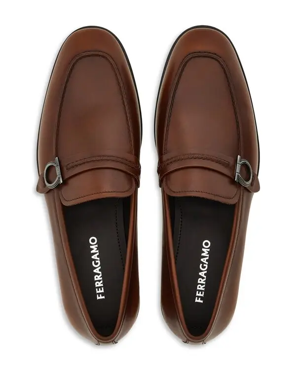 FERRAGAMO Terrence Leather Loafers - Naturale