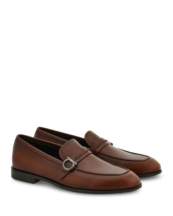 FERRAGAMO Terrence Leather Loafers - Naturale