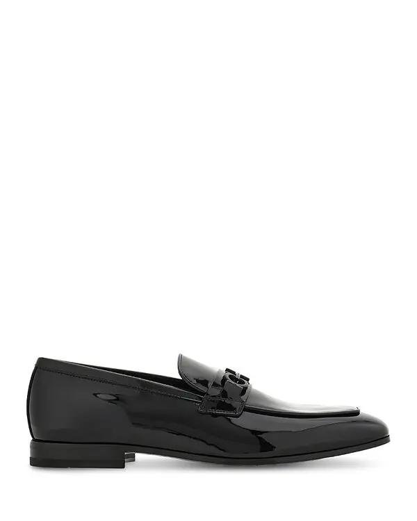 FERRAGAMO Patent Leather Loafers With Gancini Buckle