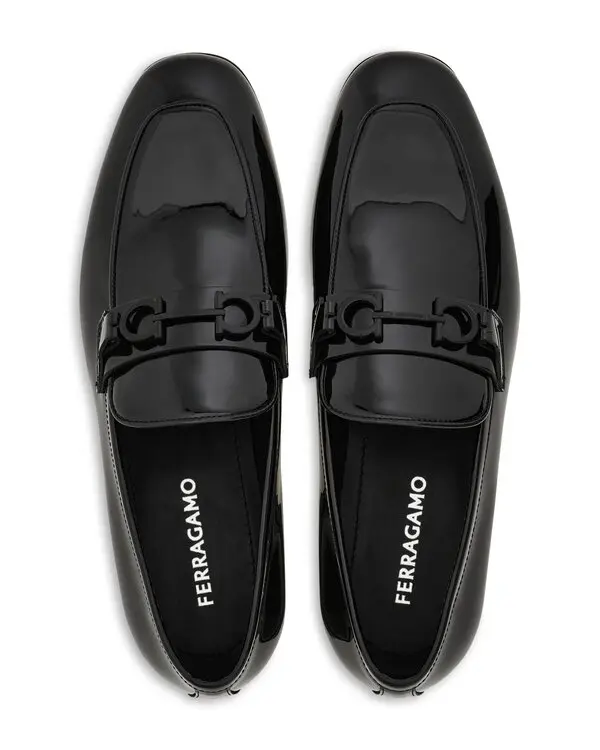 FERRAGAMO Patent Leather Loafers With Gancini Buckle