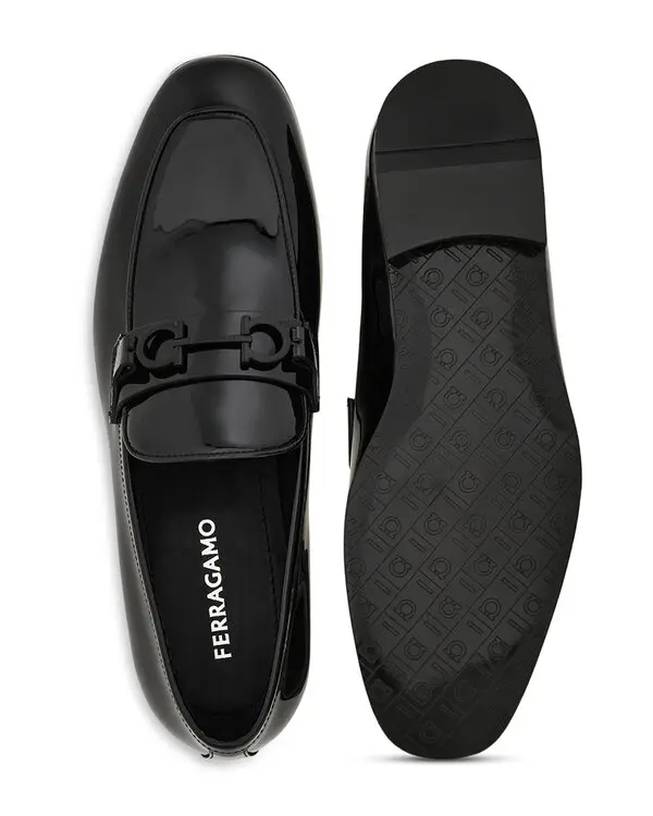 FERRAGAMO Patent Leather Loafers With Gancini Buckle