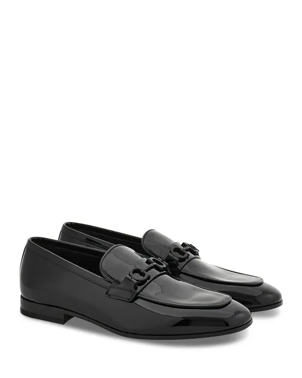 FERRAGAMO Patent Leather Loafers With Gancini Buckle