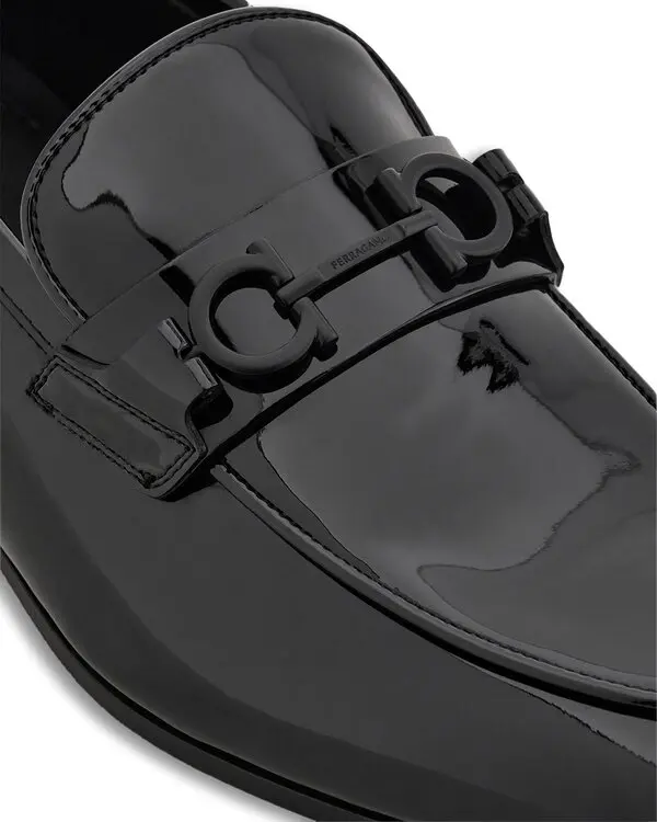 FERRAGAMO Patent Leather Loafers With Gancini Buckle
